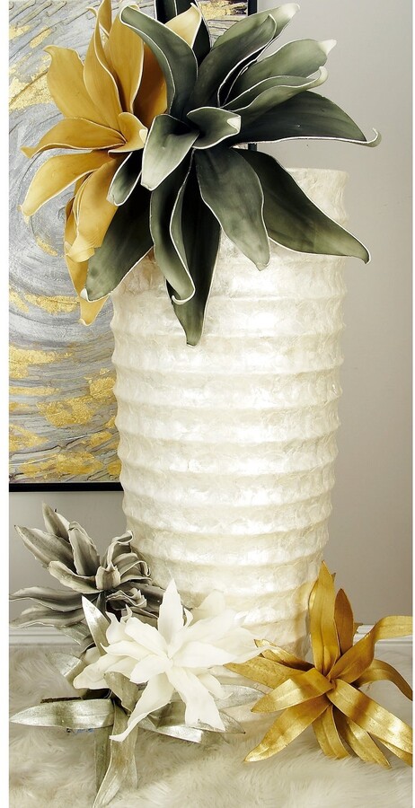 Studio 350 White Pearl Capiz Polystone Glam Coastal Large Floor Vase 48 ...