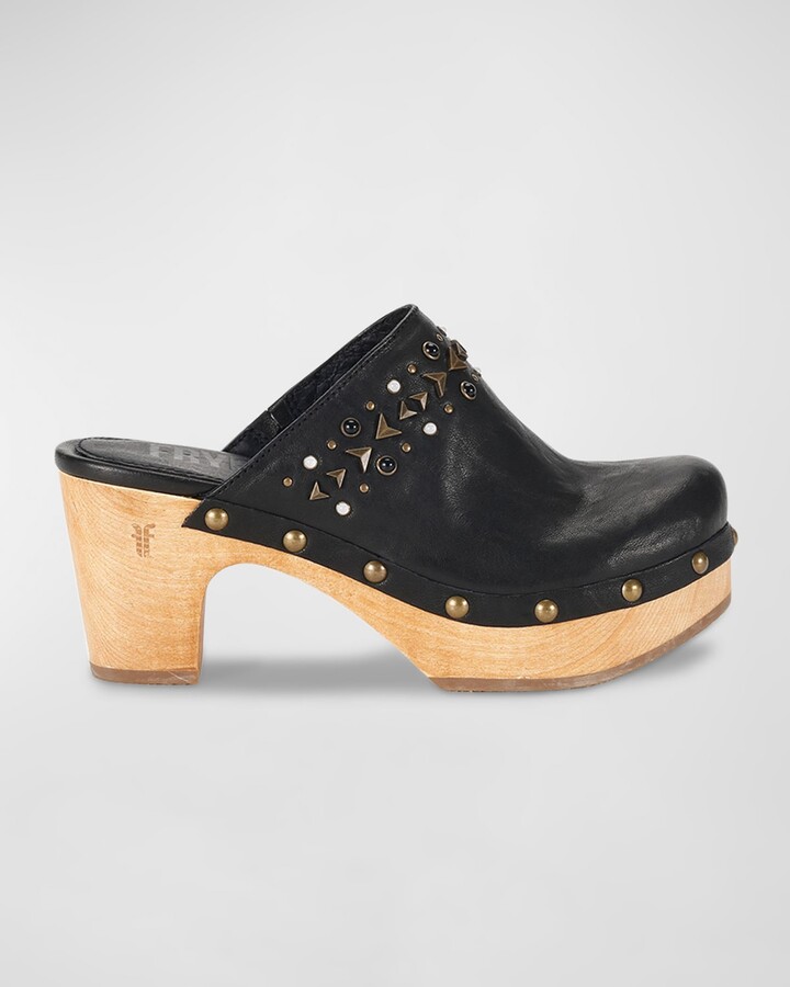 Frye Jessica Studded Leather Clogs - ShopStyle