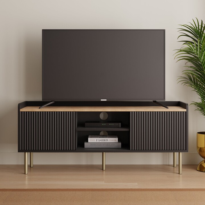 Dunelm Georgi Wide TV Unit Black - ShopStyle