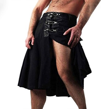 SUSOSU Mens Scottish Kilts Vintage Gothic Skirt Tactical Utility Kilt Dark Knight Steampunk ...