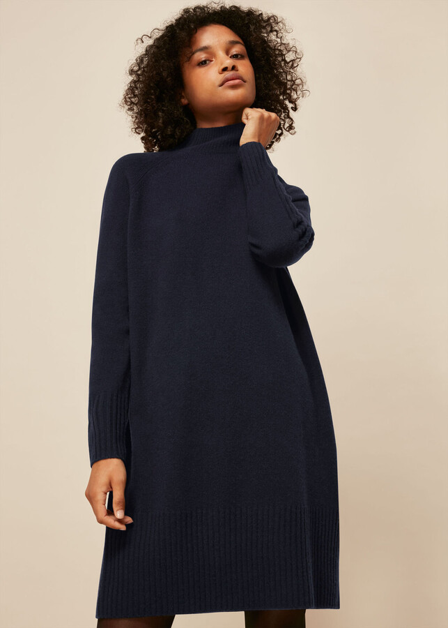 Funnel Neck Knitted Dress - ShopStyle