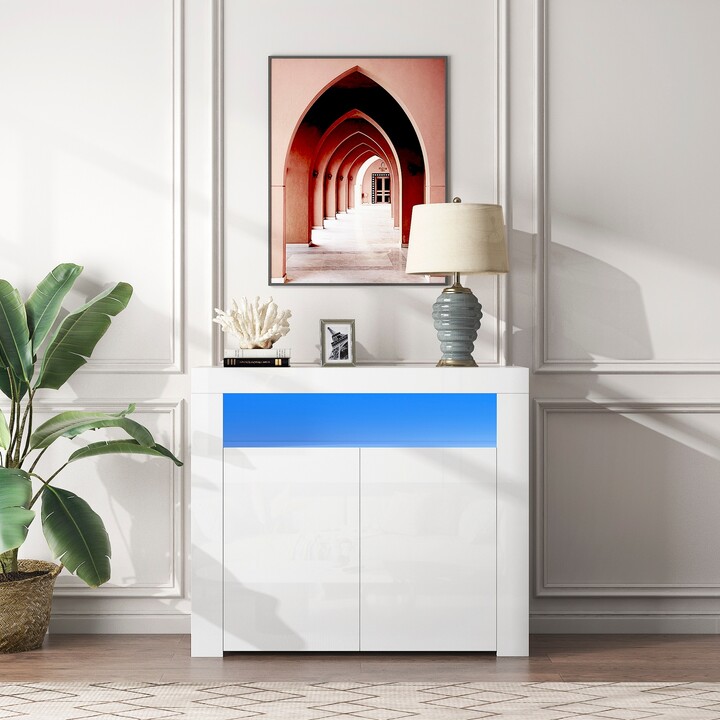 Global Pronex Living Room Sideboard Cabinet with LED Light, Modern ...