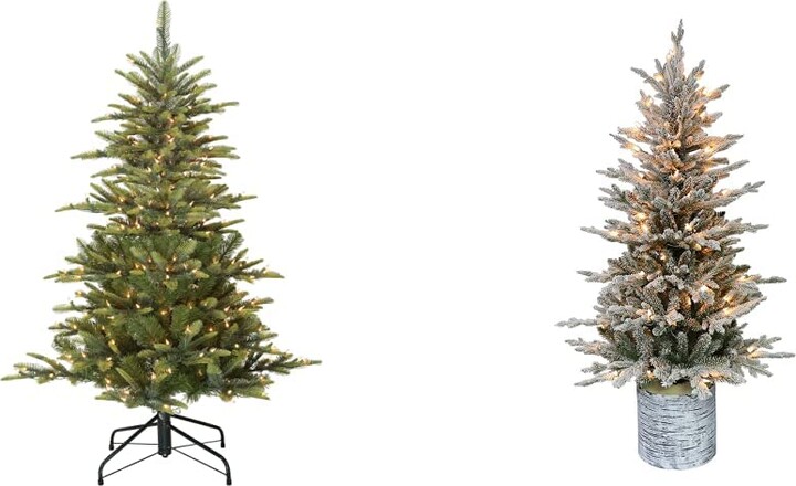 Puleo International 4.5 Foot Pre-Lit Aspen Fir Artificial Christmas ...