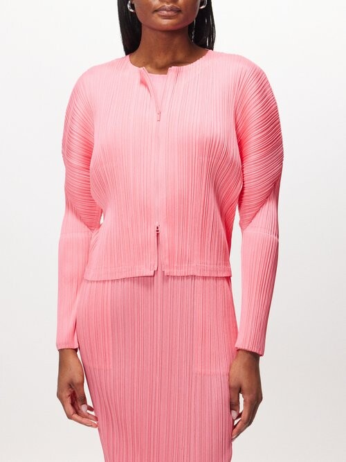 Pleats Please Issey Miyake Zipped Technical-pleated Cardigan ...