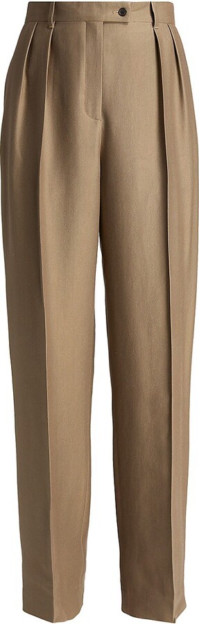 The Row Randa Pleated Cotton-Silk Pants - ShopStyle