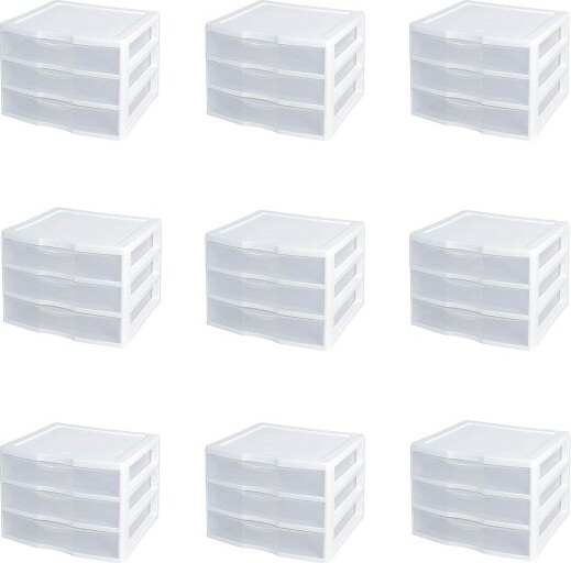Sterilite Clear Plastic Stackable Small 3 Drawer Storage System for ...