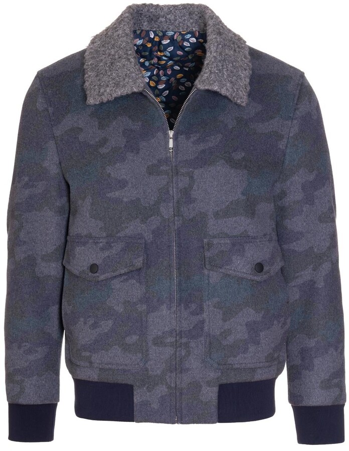 Paisley & Gray Men's Camo Sherpa Collar Bomber Jacket - ShopStyle