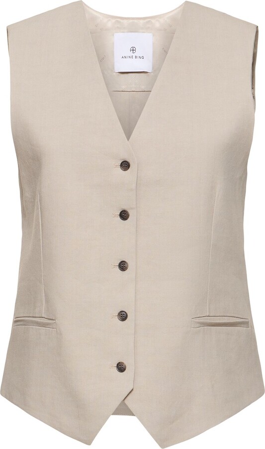 Anine Bing Lena linen blend vest - ShopStyle