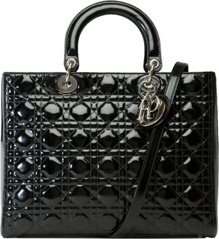Christian Dior Lady patent leather handbag - ShopStyle Satchels & Top ...