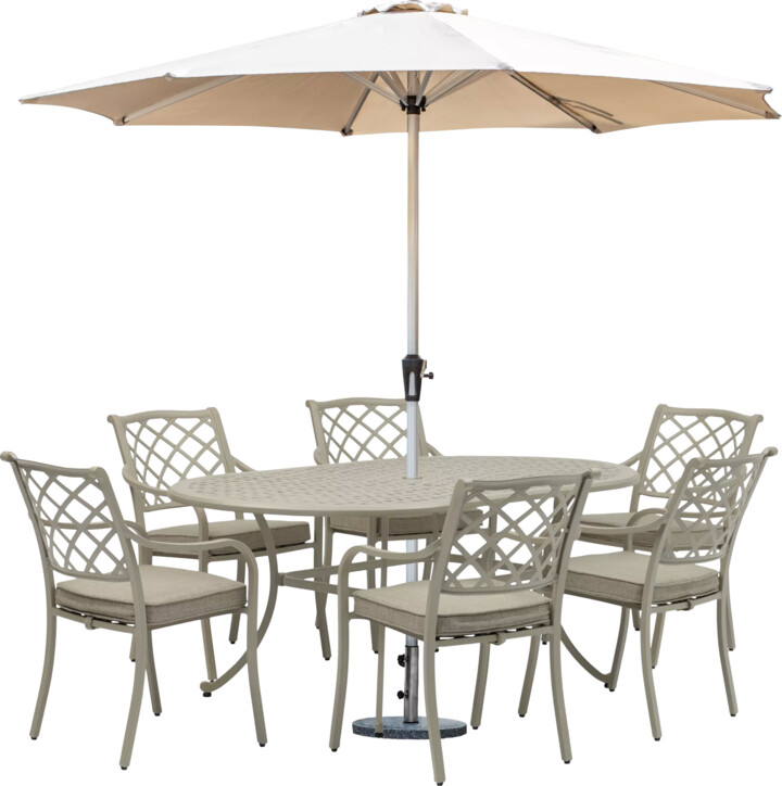 Bramblecrest Bridgewater 6-Seater Oval Garden Dining Table & Chairs Set ...