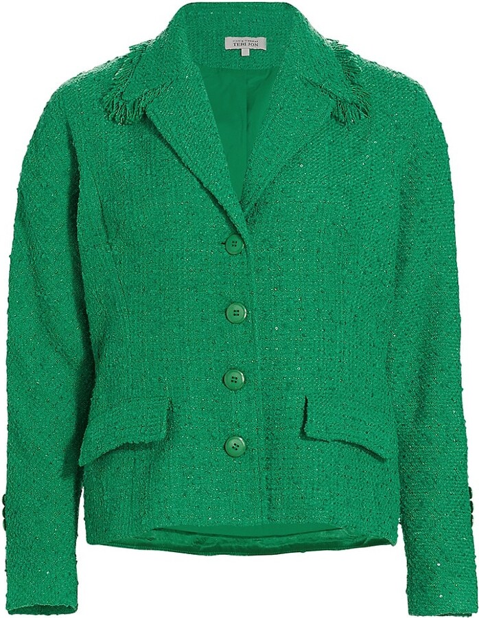 Teri Jon by Rickie Freeman Tweed Bouclé Jacket - ShopStyle Blazers