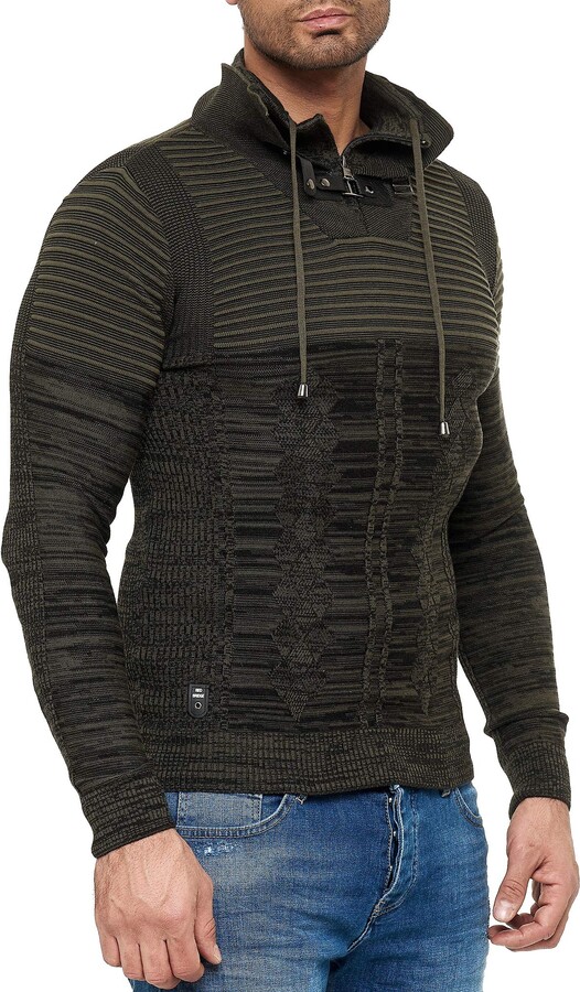 Red Bridge - Men's high Neck Double Layer Sweater - Khaki - ShopStyle Crewneck Knitwear