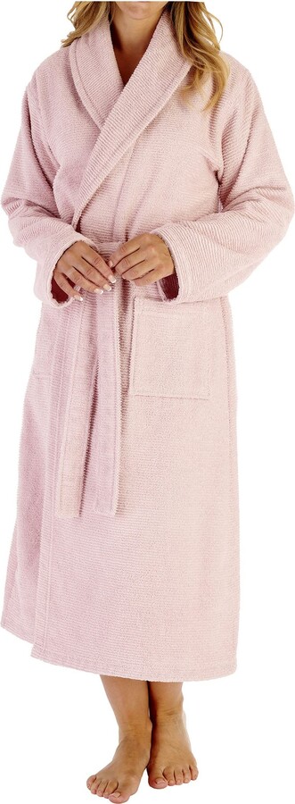 Slenderella Womens Luxury Bath Robe 46" Pink Combed Cotton Towelling ...