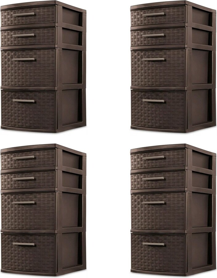 Sterilite 26226P02 4 Drawer Organizer Storage Tower with Medium Weave ...