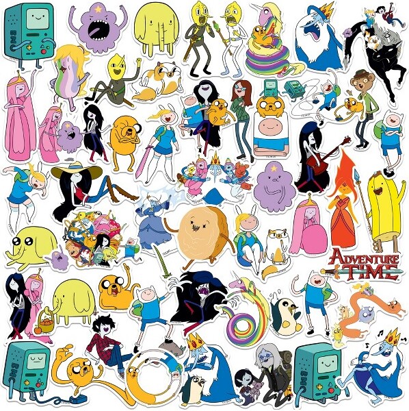 Adventure TIME Characters 50ct Vinyl Large Deluxe Stickers Variety Pack ...