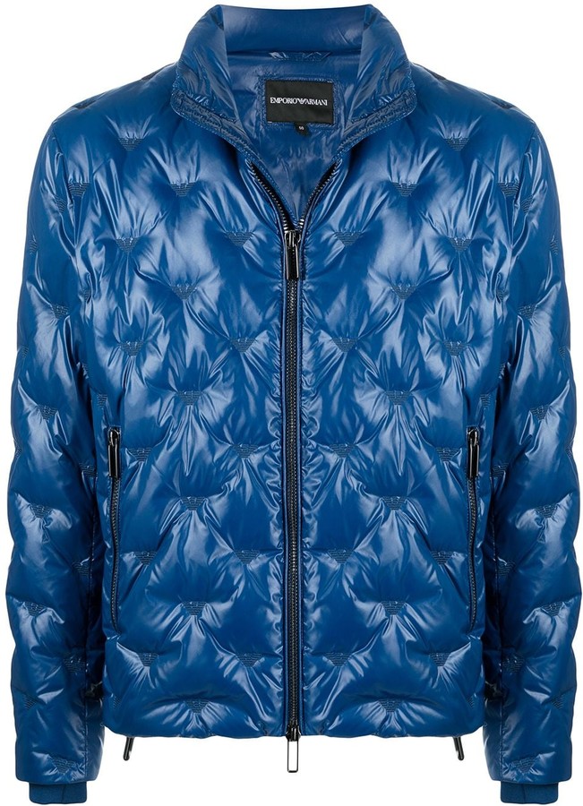Emporio Armani Monogram-Embroidered Quilted Jacket - ShopStyle Outerwear