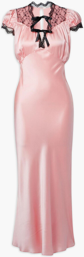 Rodarte Tie-detailed lace-trimmed silk-satin maxi dress - ShopStyle