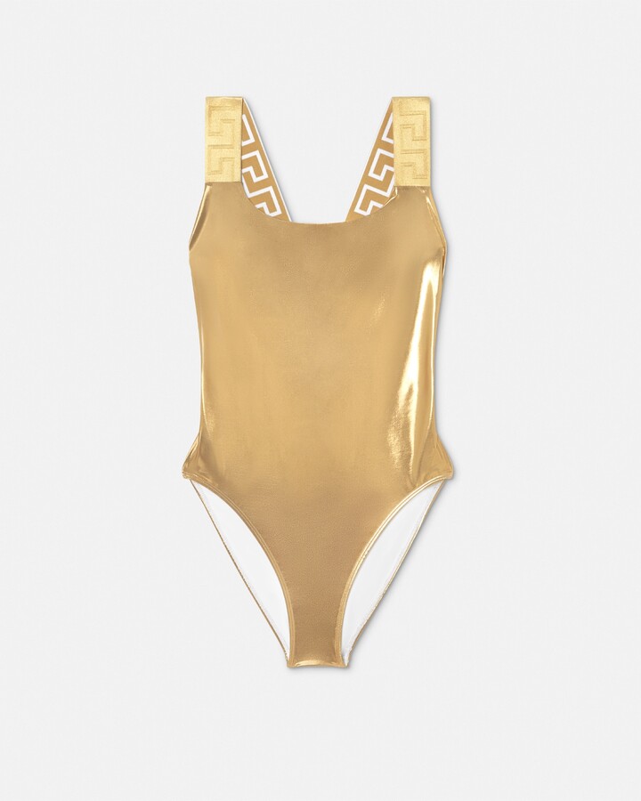 Versace Greca Border Metallic One-Piece Swimsuit - ShopStyle