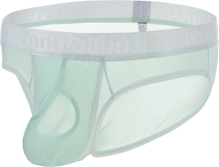 YINYOUYU Mens Mesh Briefs Ice Silk See Through Bulge Enhancing Dual ...
