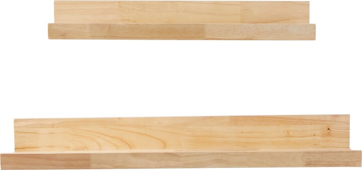 The Novogratz Light Brown Wood 2 Shelves Wall Shelf with Lip ...