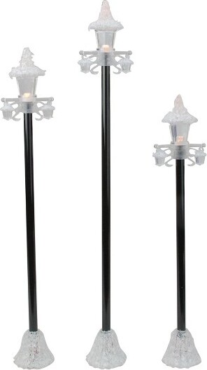 Roman Set of 3 LED Lighted Victorian-Style Christmas Village Lamp Post ...