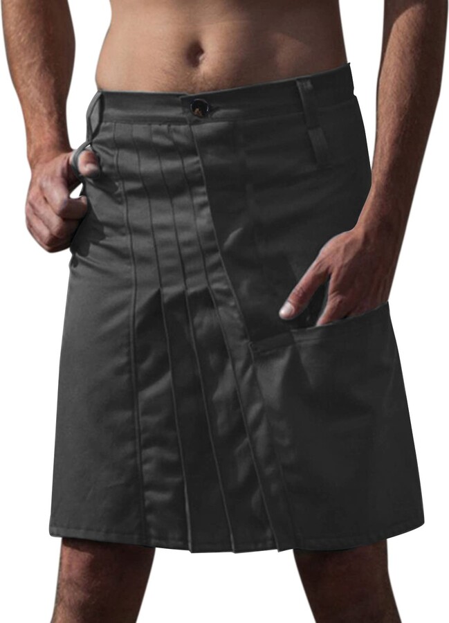 Generic Men Punk Hip Hop Skirt Wedding Dress Casual Party Kilt Tartan Utility Kilts for Men Half ...