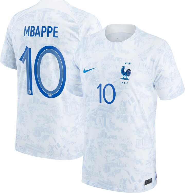 Nike Men's Kylian Mbappe White France National Team 2022/23 Away Breathe Stadium Replica Player ...
