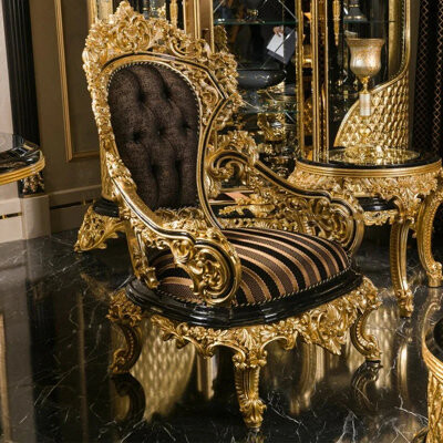 Splendor Furniture Luxury Antique Traditional Black Gold Classical ...