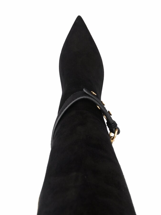 Balmain Robin knee-high suede boots - ShopStyle
