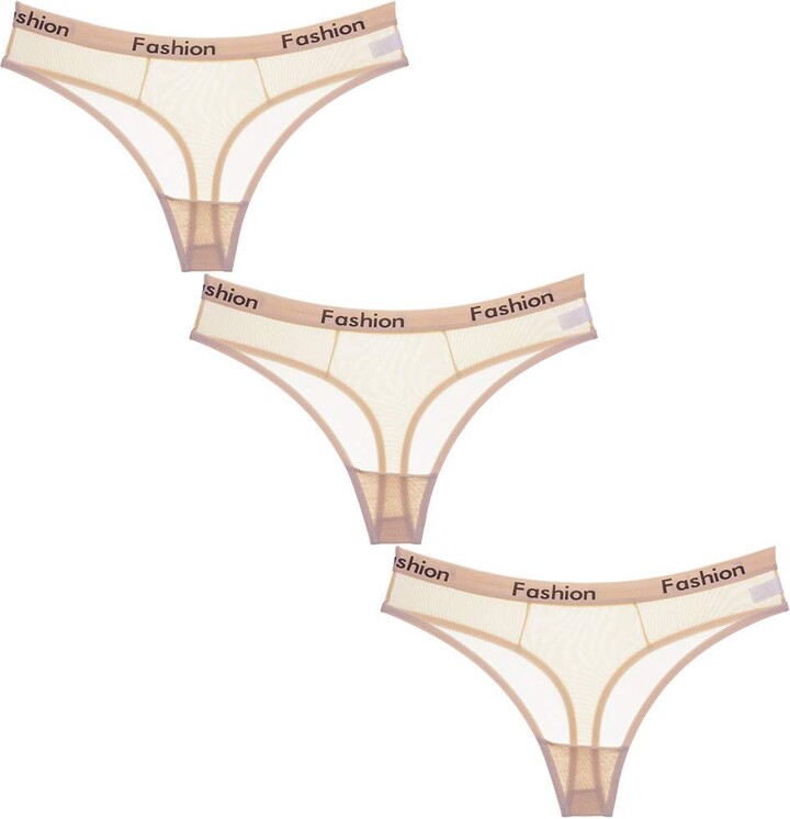 SotRong Pack of 3 Women's Sexy Transparent Panties Ultra Thin Mesh ...