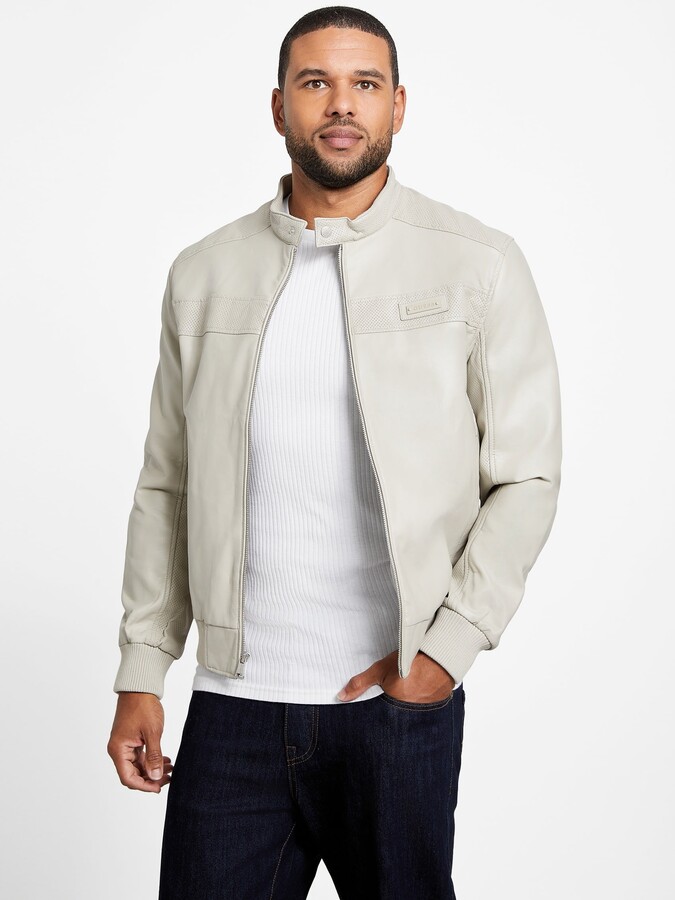 Guess Factory Aaron Faux-Leather Moto Jacket - ShopStyle