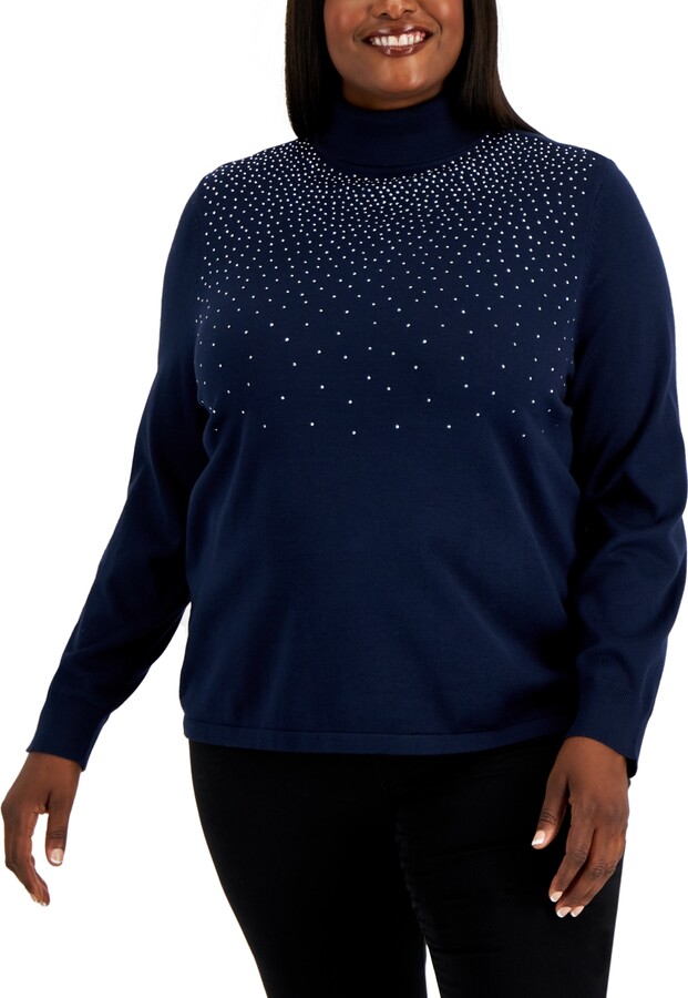 Karen Scott Plus Size Embellished Sweater, Created for Macy's - ShopStyle