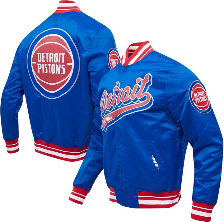 Men's Pro Standard Blue Detroit Pistons Script Tail Full-Snap Satin ...