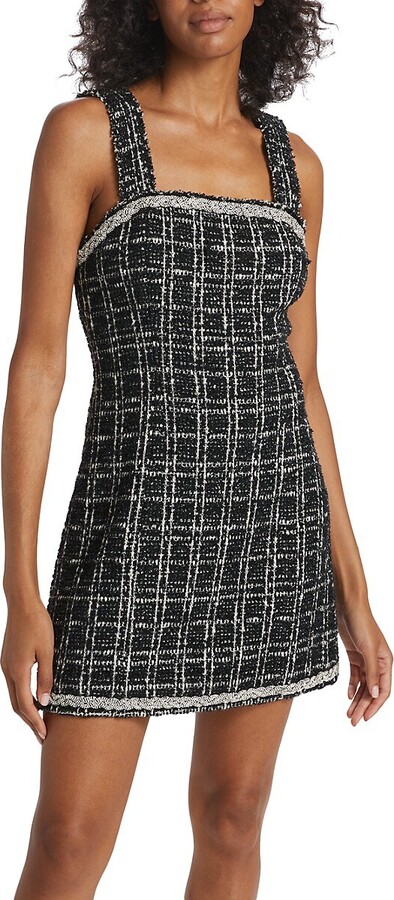 Alice + Olivia Liran Embellished Tweed Shift Minidress - ShopStyle
