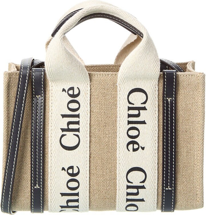 SmartBargains.com Chloé Woody Mini Canvas & Leather Tote - ShopStyle