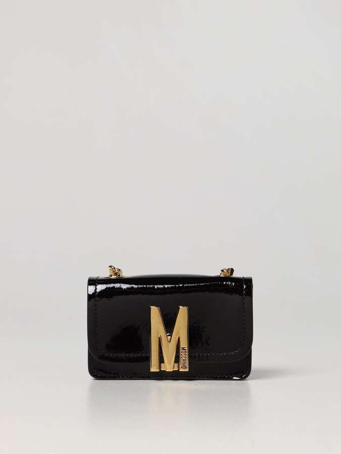 Moschino Mini M patent leather bag - ShopStyle