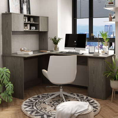 Wade Logan Modern MDF Corner Desk With Spacious Workstation And Storage ...