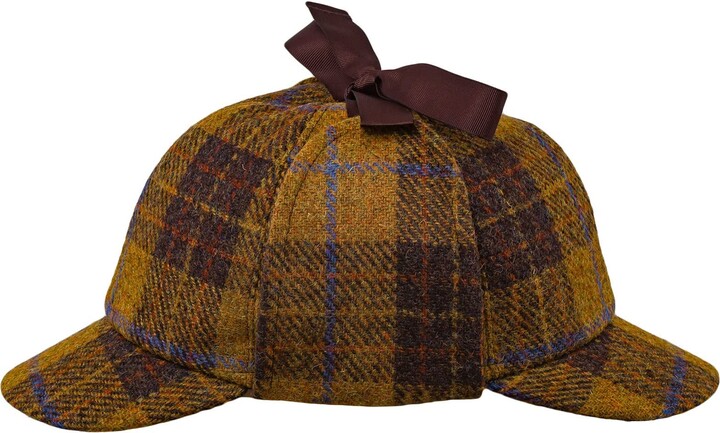 Sterkowski Harris Tweed Deerstalker Cap UK 7 1/8 Yellow Check ...