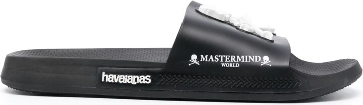 Mastermind Japan x Havaianas skull logo-embossed slides - ShopStyle