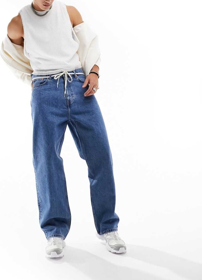 Weekday Galaxy baggy fit jeans in 90s blue - ShopStyle