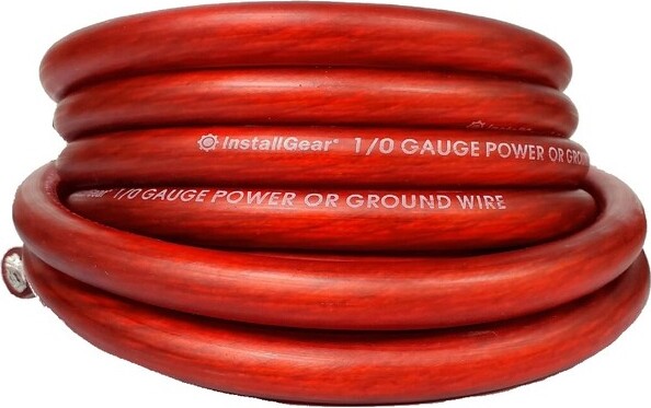 InstallGear 1/0 Gauge Red Wire AWG CCA Power or Ground Wire 25-Feet ...
