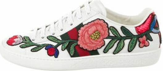 Gucci Flora Print Leather Sneakers - ShopStyle