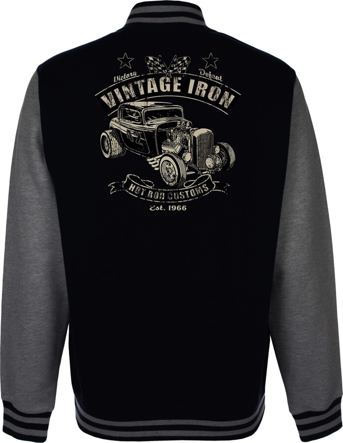 Velocitee Speed Shop Mens Varsity Jacket Vintage Iron Hotrod Hot Rat ...