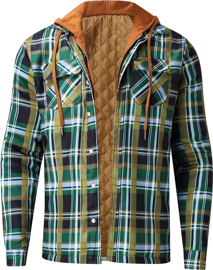 Kangyan Men's Flannel Shirt Jacket Warm Winter Heavyweight Jacket Coats ...