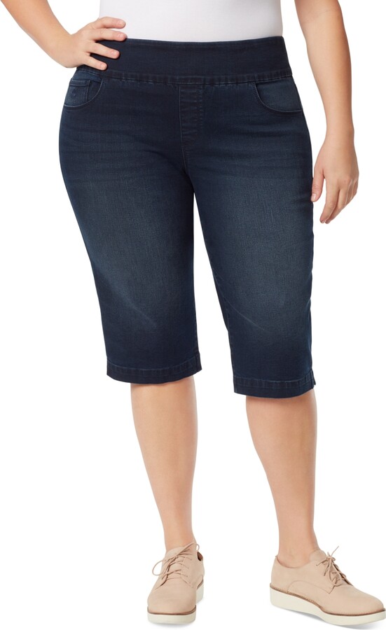Gloria Vanderbilt Plus Size Amanda High Rise Pull-On Skimmer Capri ...