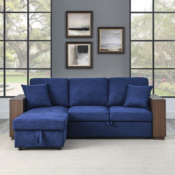 Sunmory L Shaped Sectional Sofa Pulled out Sofa Bed, 3-Seats Sofa with ...