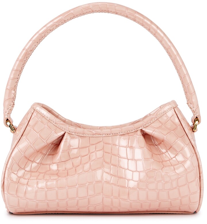 Elleme Dimple pink crocodile-effect leather top handle bag - ShopStyle
