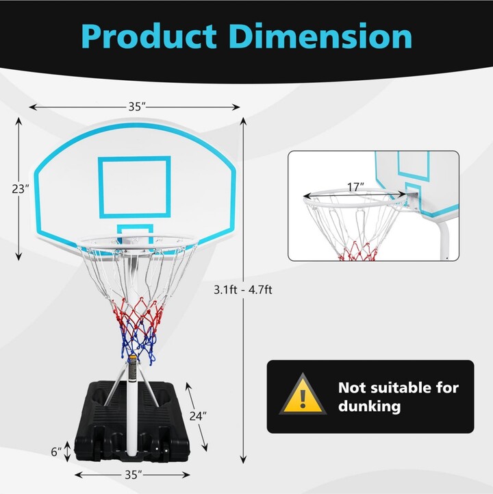 Simplie Fun Poolside Basketball Hoop Portable Swimming Pool Basketball ...