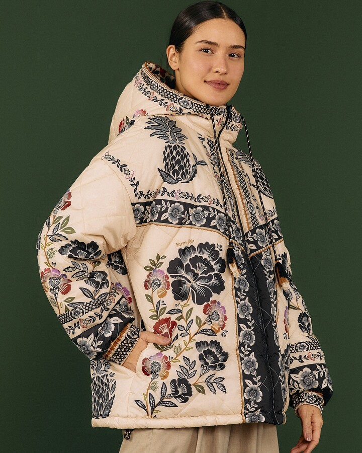 Farm Rio Romantic Garden Reversible Puffer Jacket - ShopStyle