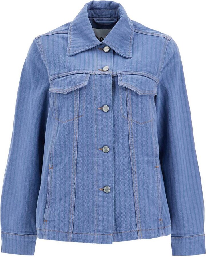 Ganni "Striped Overdyed Denim Jacket - ShopStyle